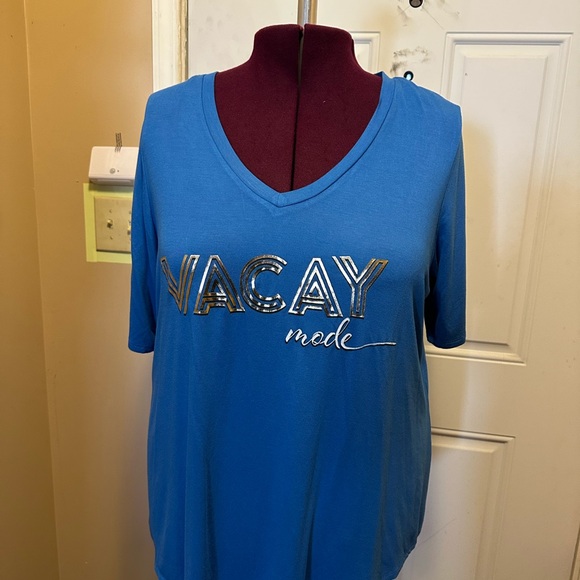 Ashley Stewart | Tops | Ashley Stewart Blue Back To Basics Tee | Poshmark